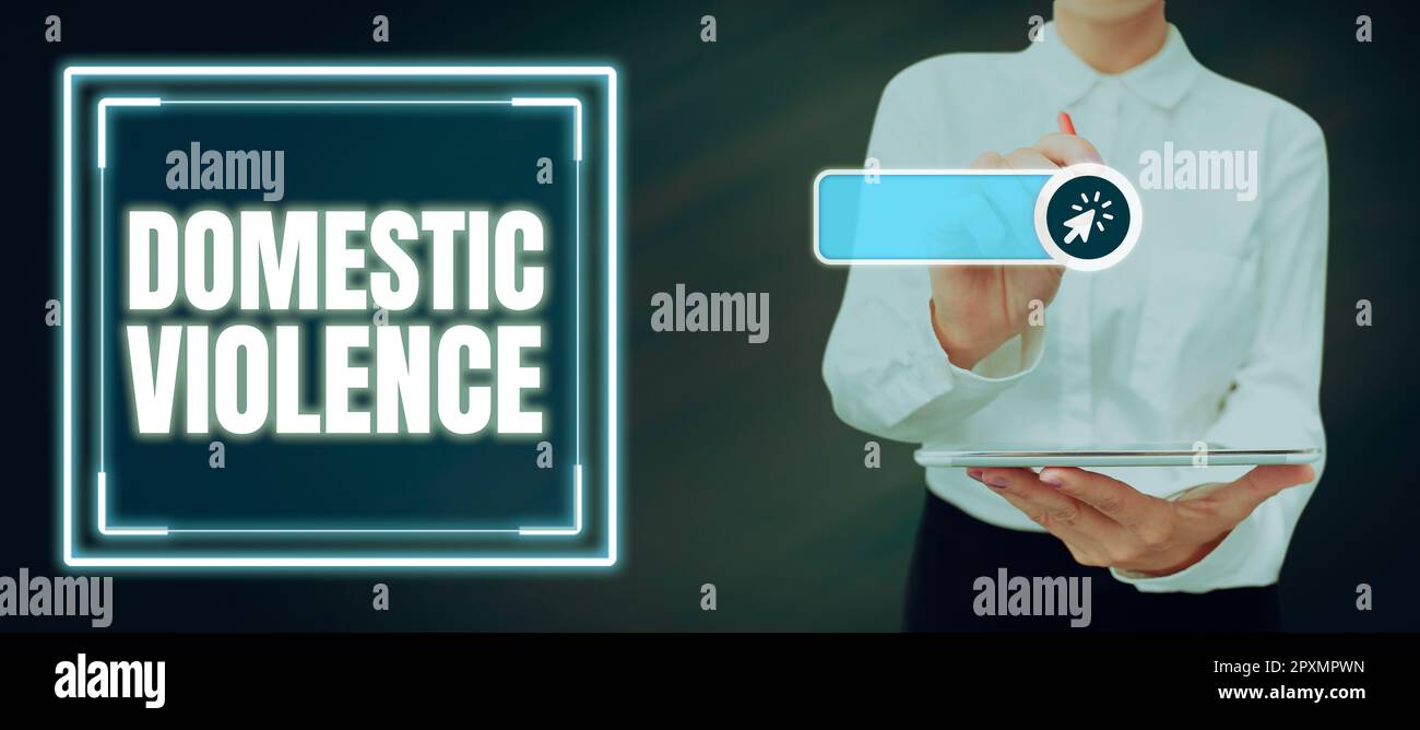 Text caption presenting Domestic Violence, Business showcase violent or ...