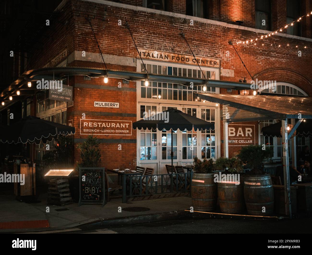 Gelso & Grand restaurant at night, in Little Italy, Manhattan, New York ...