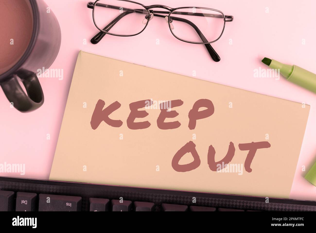 Text sign showing Keep Out, Word Written on to stop someone or ...