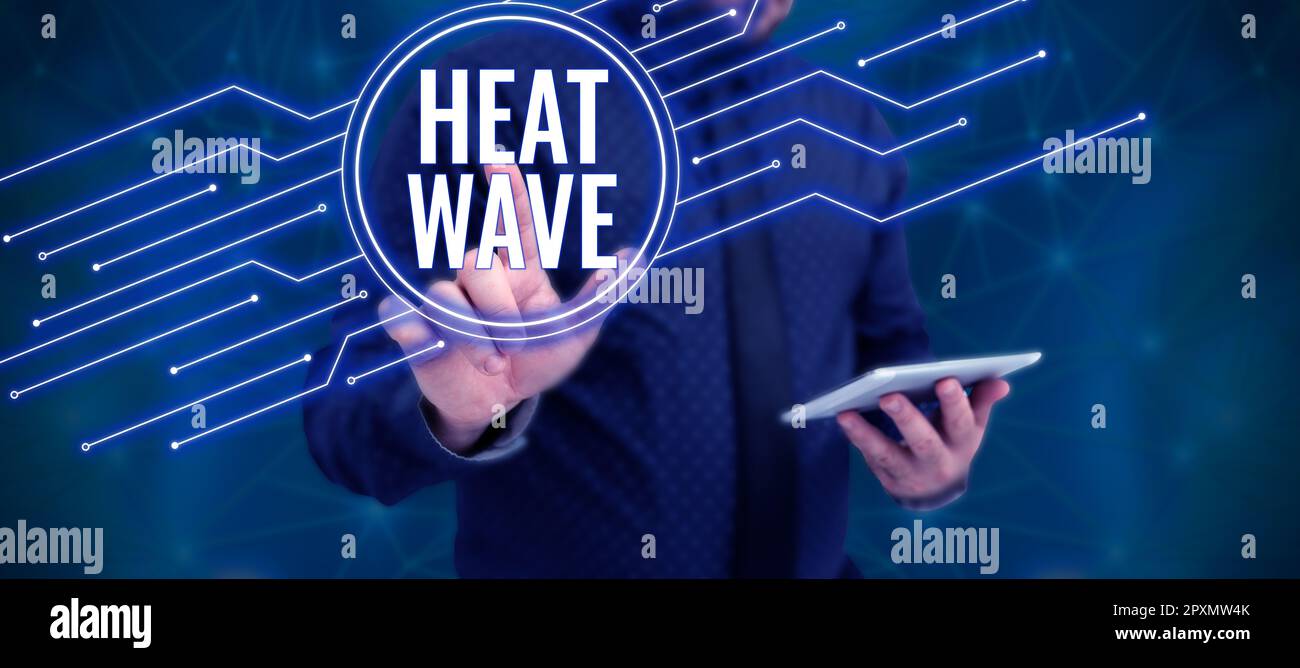 Text caption presenting Heat Wave, Word Written on a prolonged period ...