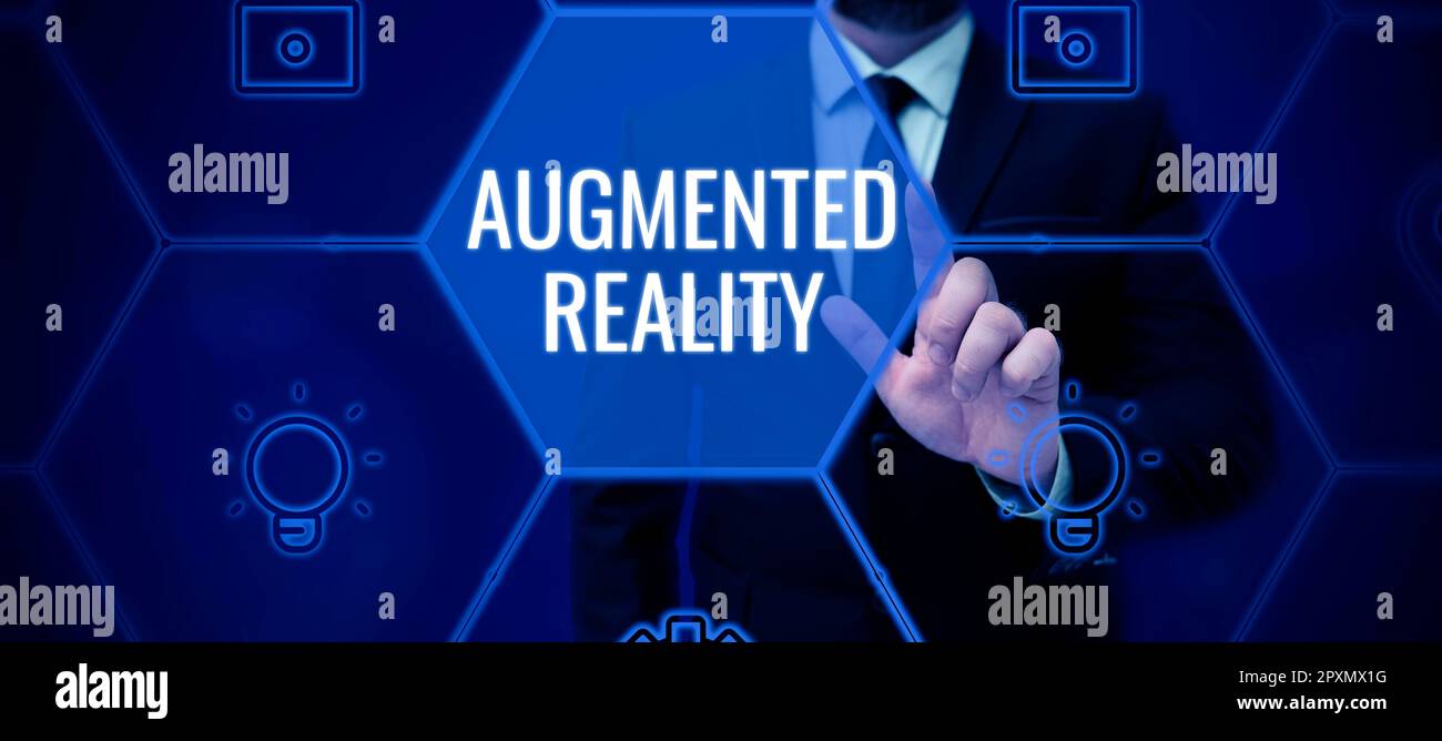 Conceptual display Augmented Reality, Word Written on technology that ...