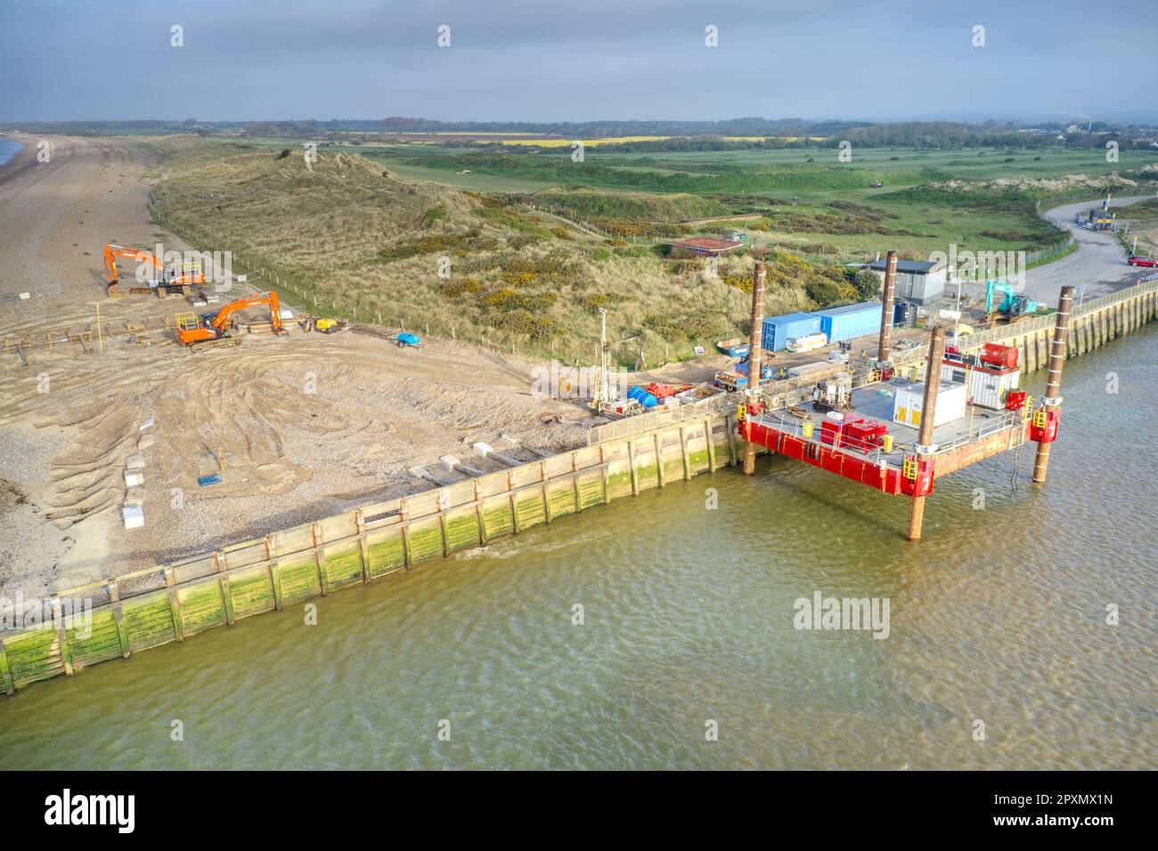 Mobile working rig positioned for major repair works to the damaged sea ...