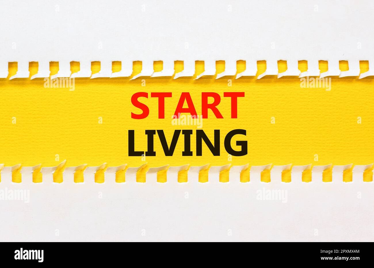 Start living symbol. Concept words Start living on beautiful yellow ...