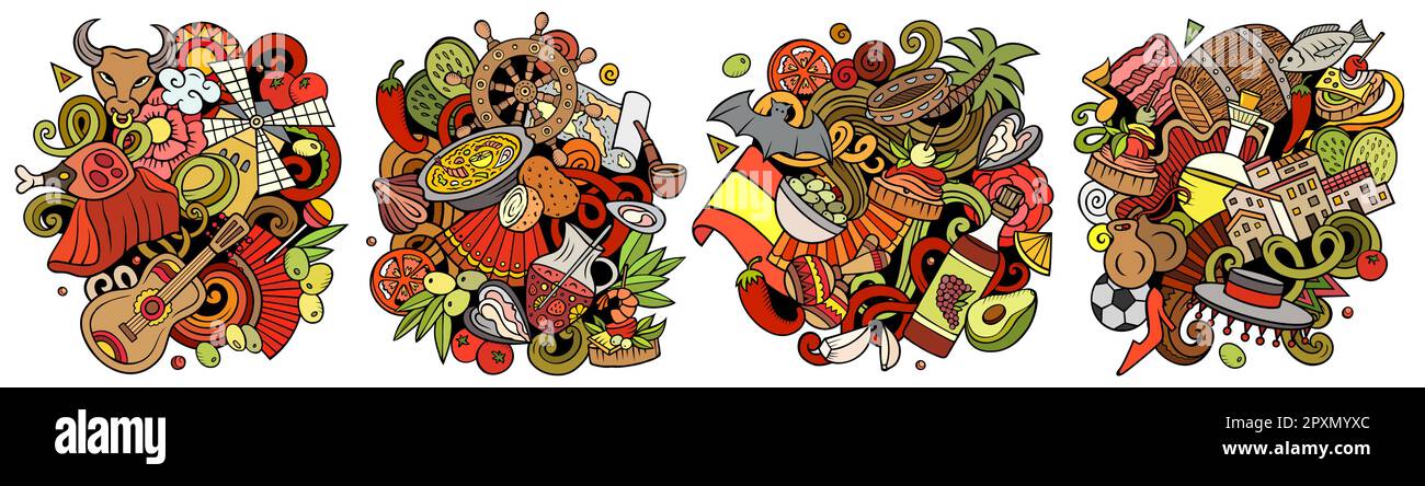 Spain cartoon vector doodle designs set Stock Vector Image & Art - Alamy
