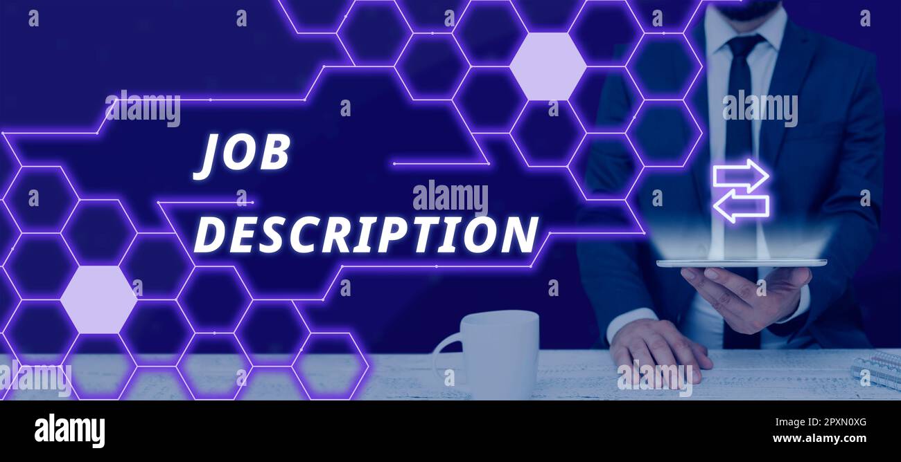 Text caption presenting Job Description, Business overview A document ...