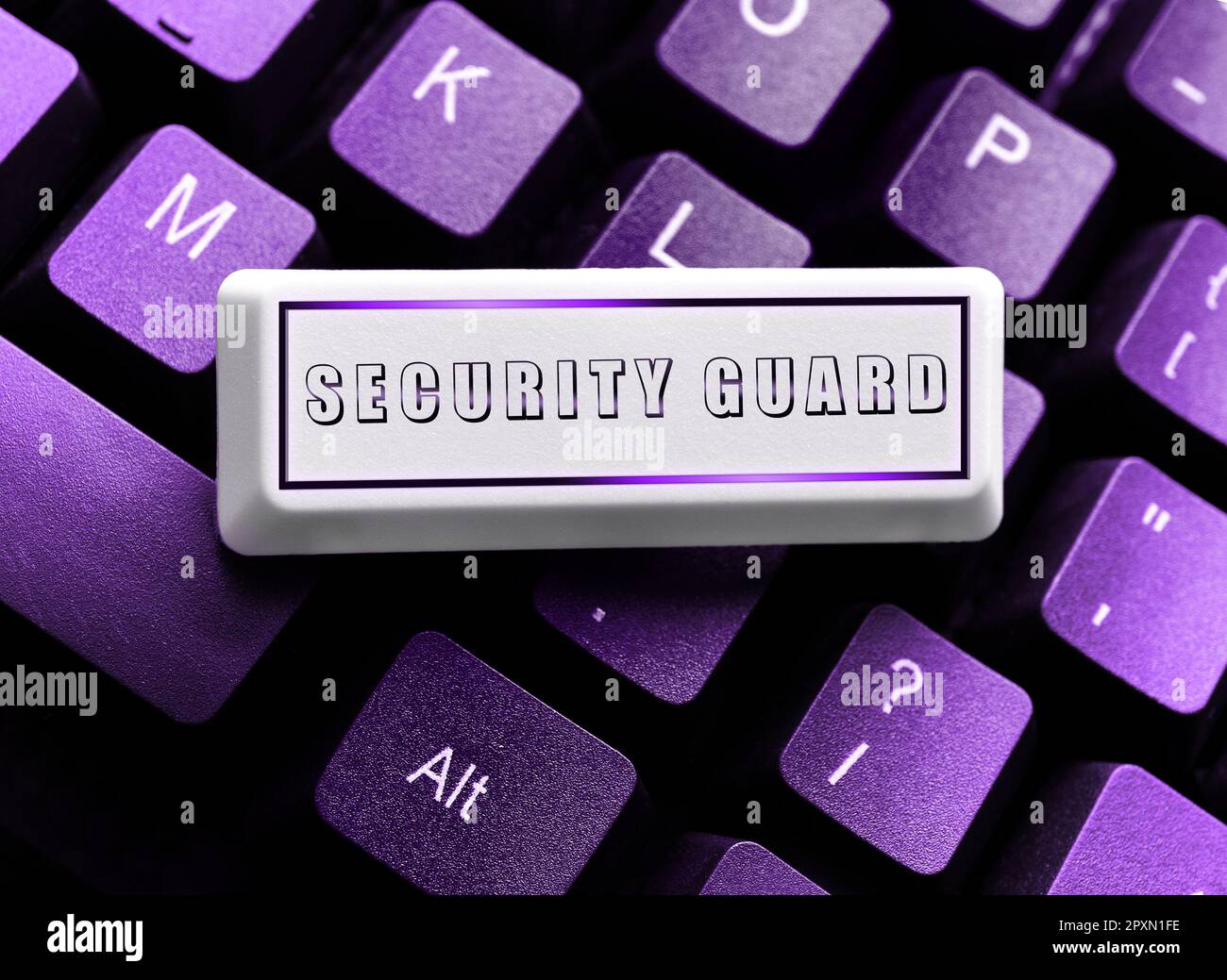 Hand writing sign Security Guard, Word for tools used to manage ...
