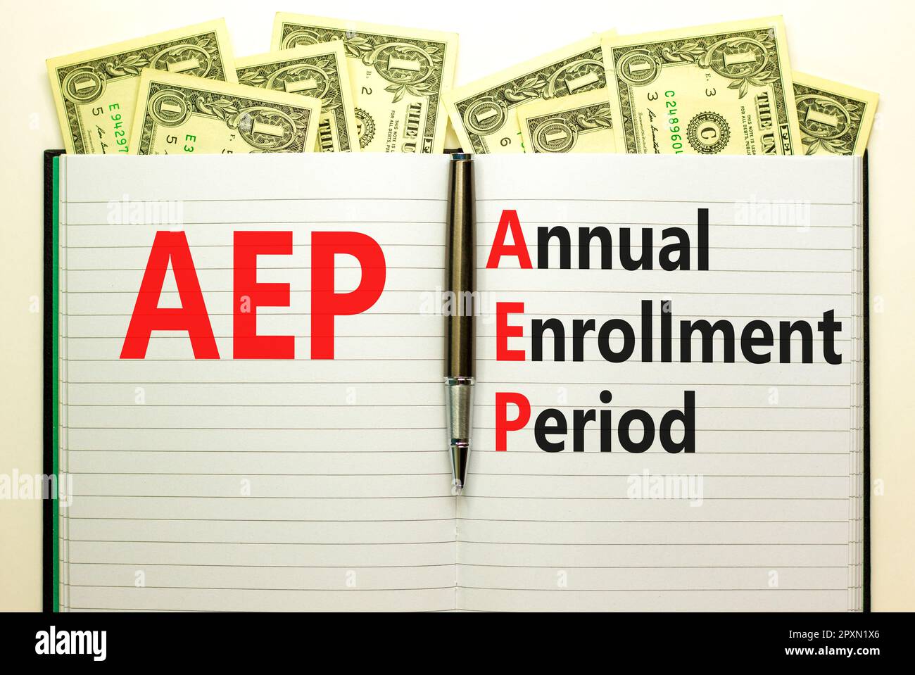 AEP symbol. Concept words AEP Annual enrollment period on beautiful ...