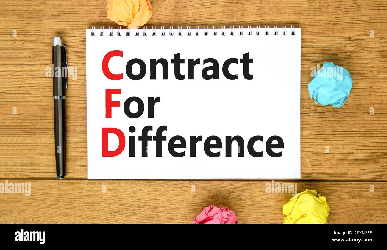 CFD symbol. Concept words CFD contract of difference on beautiful white ...