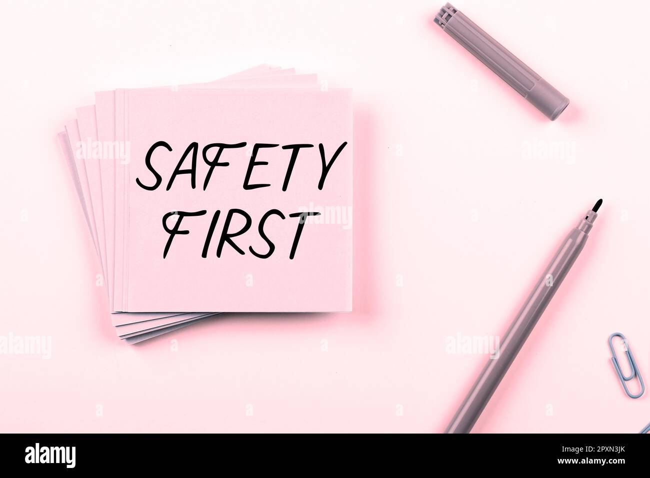 Text caption presenting Safety First, Word Written on Avoid any ...