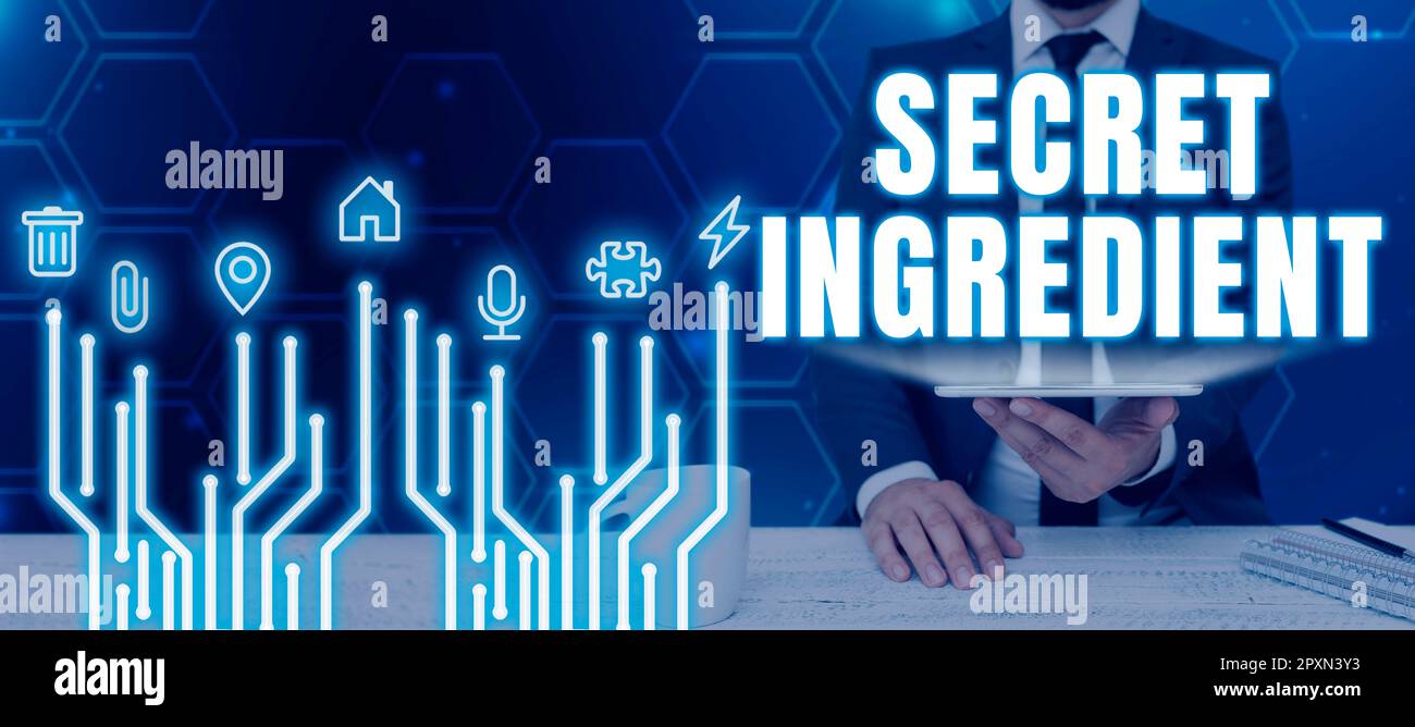 Inspiration showing sign Secret Ingredient, Word Written on special ...