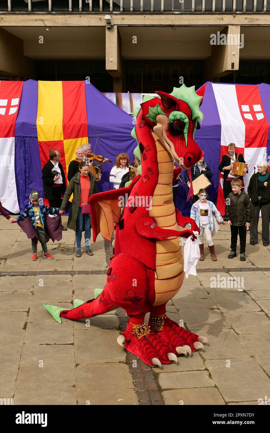 Saint George's Day Celebrations Derby 2023. A 10 foot tall dragon in ...