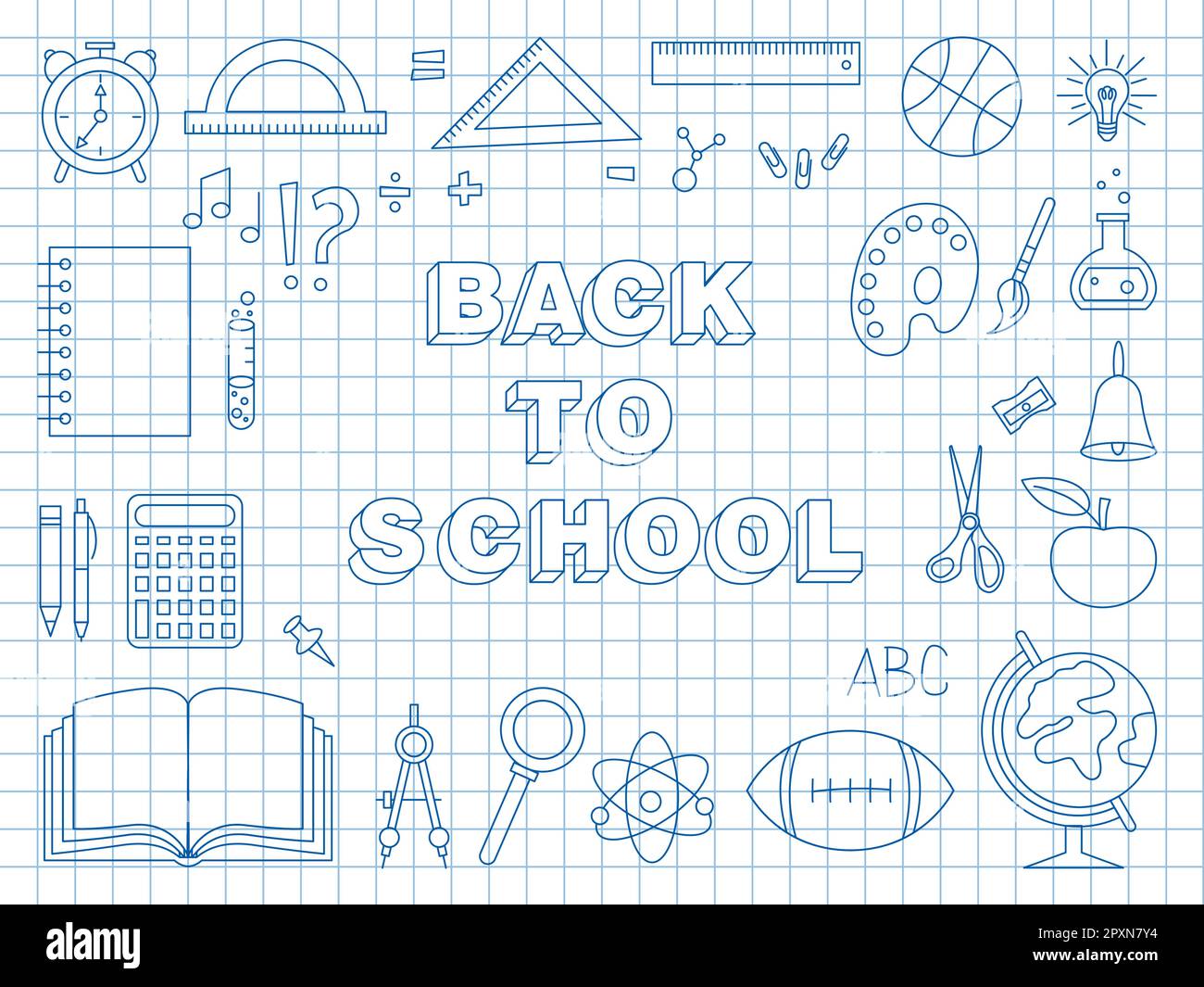 Back to school. Doodle drawing with a pen on a notebook sheet Stock ...