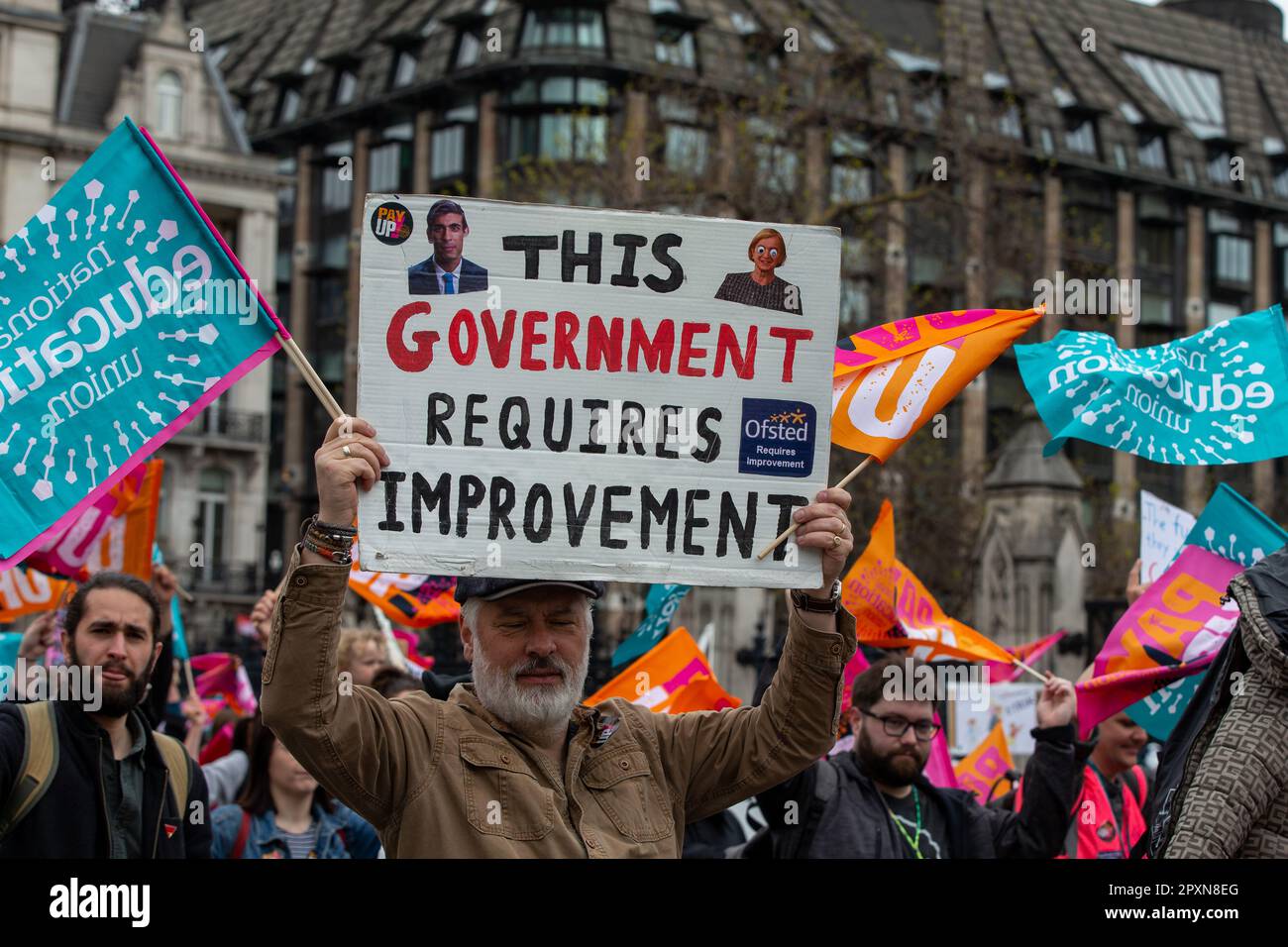 London,2nd,May,2023.Members of the National Education Union (NEU) take ...