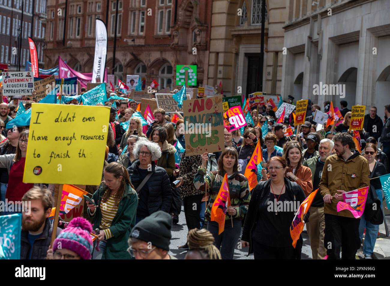 London,2nd,May,2023.Members of the National Education Union (NEU) take ...