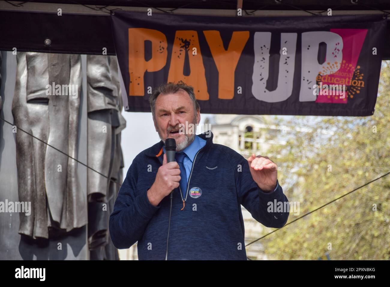 London, UK. 2nd May 2023. NEU general secretary Kevin Courtney gives a ...