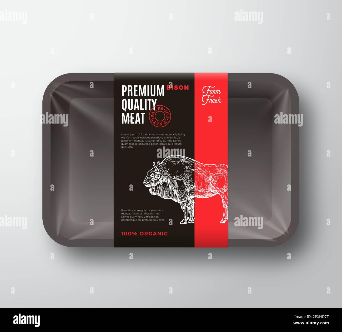 Premium Quality Bison Meat Packaging Design Layout with Label Stripe ...