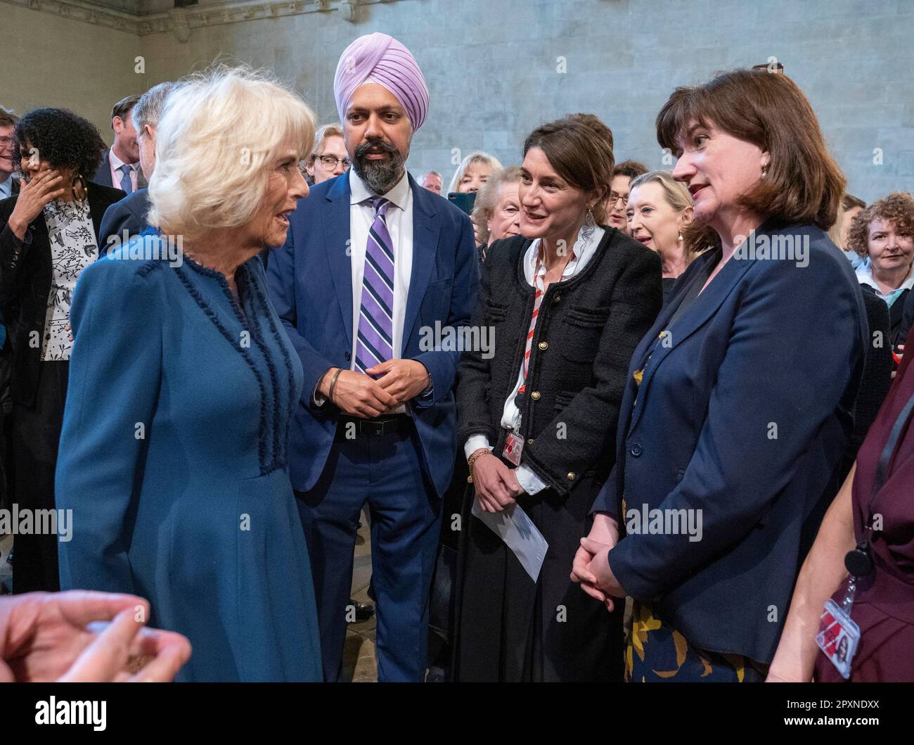 The Queen Consort speaks with Baroness Nicky Morgan during her visit to ...