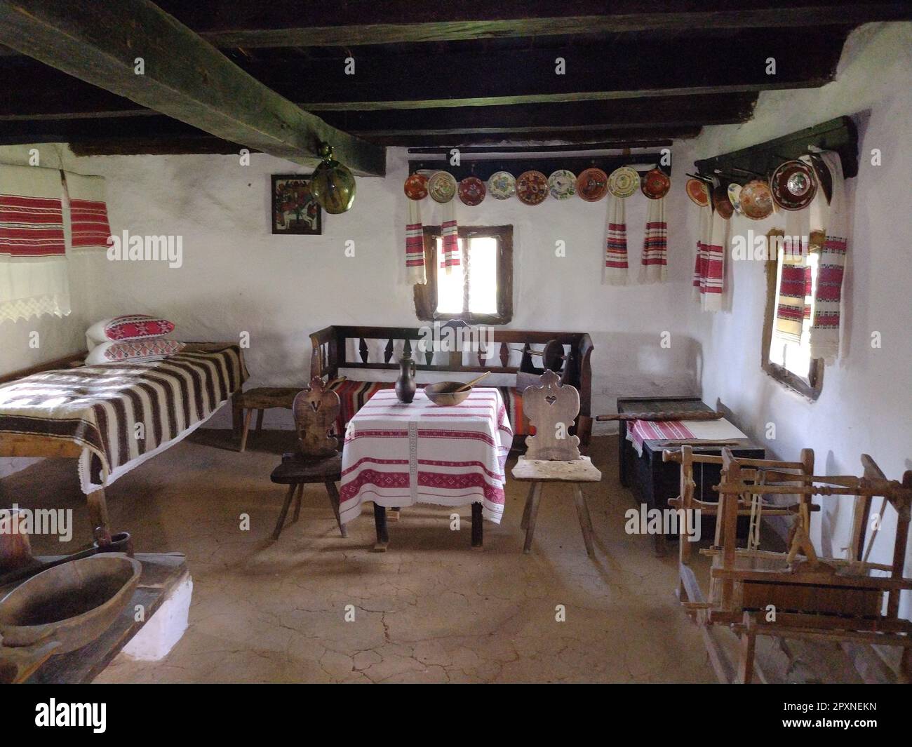 The interior of a 19th century house from Maramures county, Romania ...