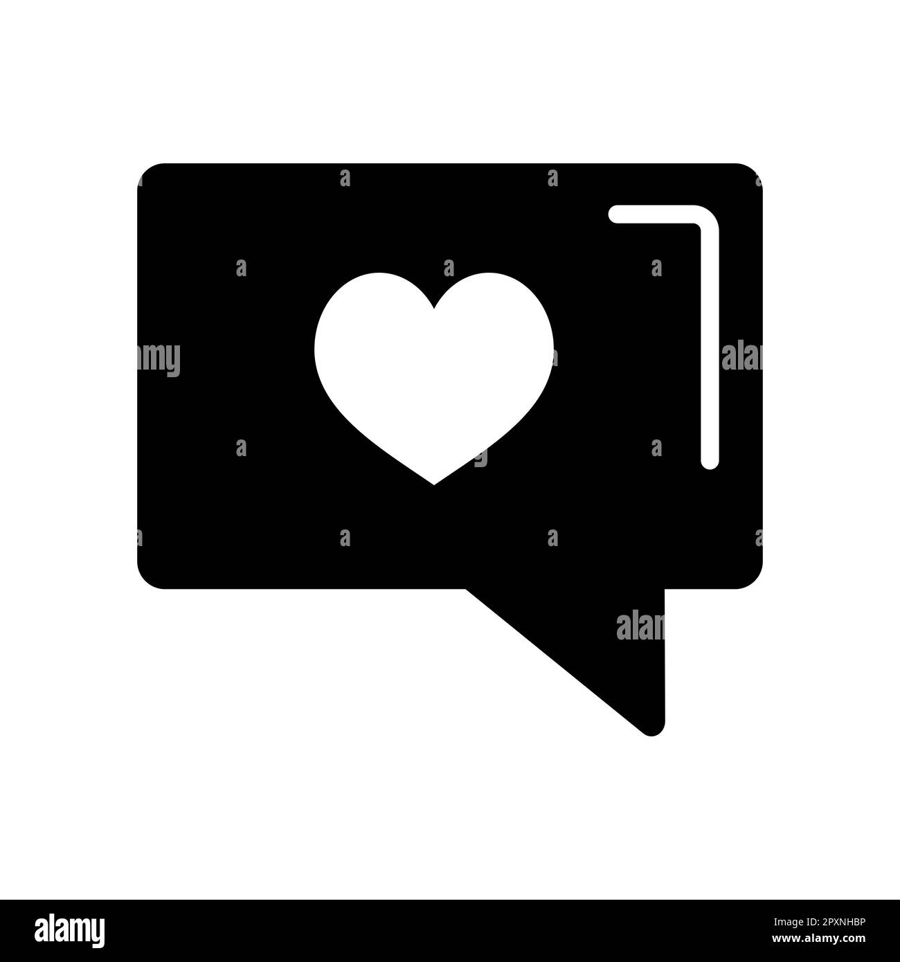 Text bubble with heart glyph icon. Valentines day symbol. Vector ...