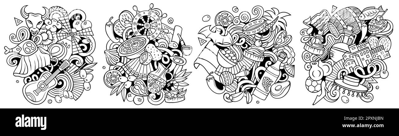 Spain cartoon vector doodle designs set Stock Vector Image & Art - Alamy