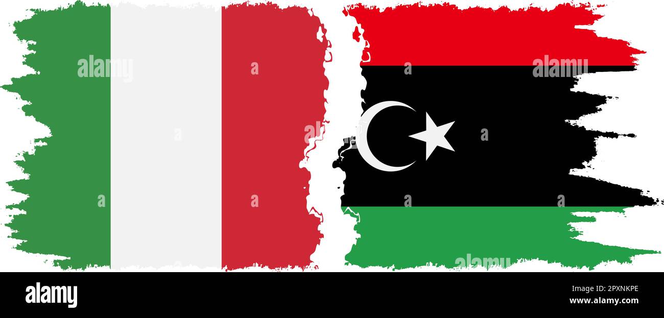 Libya and Italy grunge flags connection, vector Stock Vector Image ...