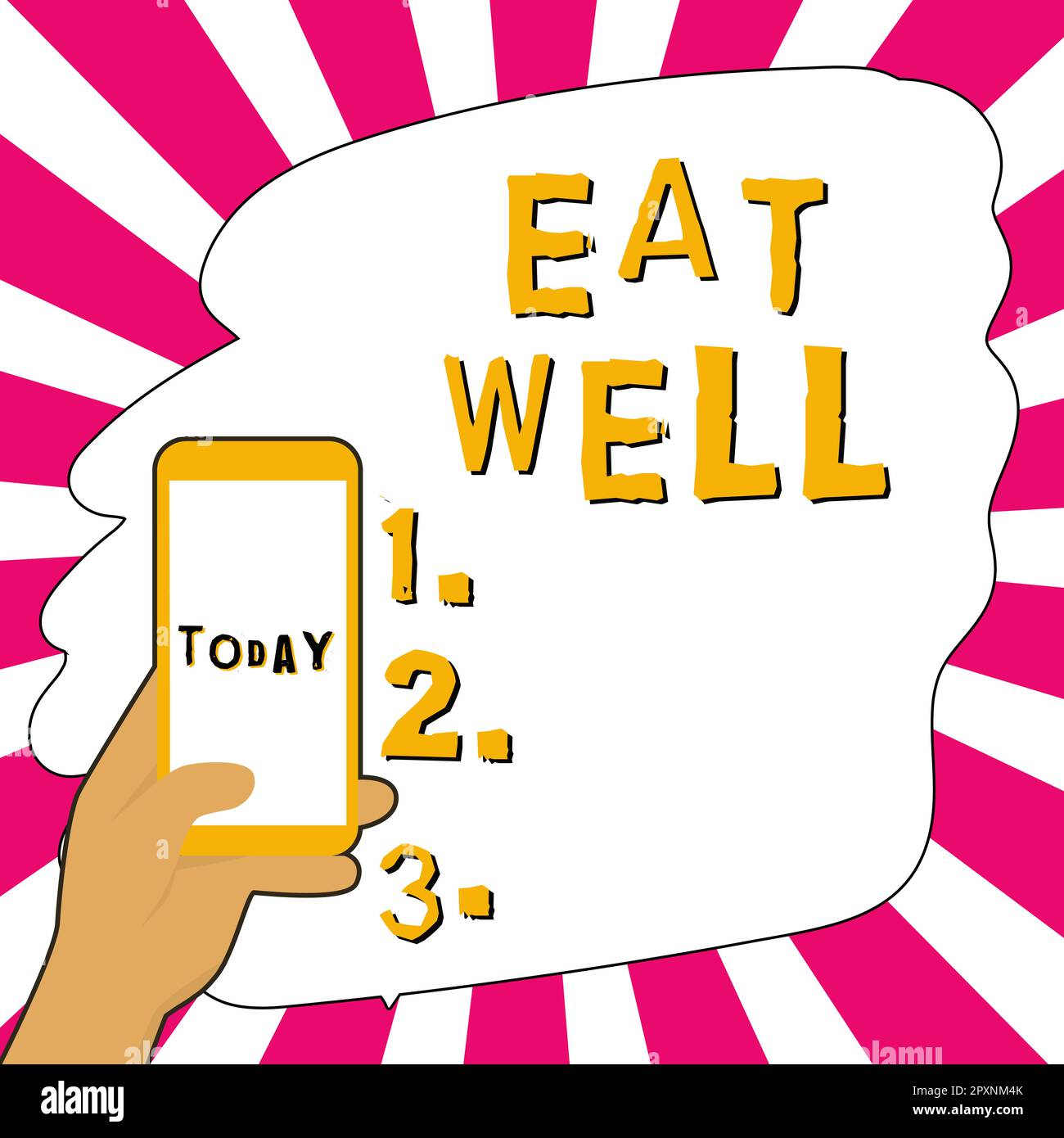 Conceptual caption Eat Well, Business overview Practice of eating only ...