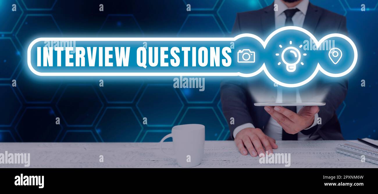 Text caption presenting Interview Questions, Word Written on Typical ...