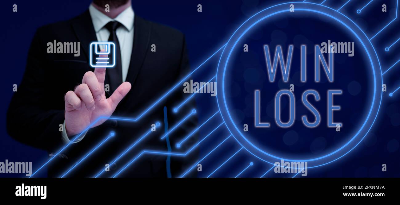 Text caption presenting Win Lose, Internet Concept Compare ...