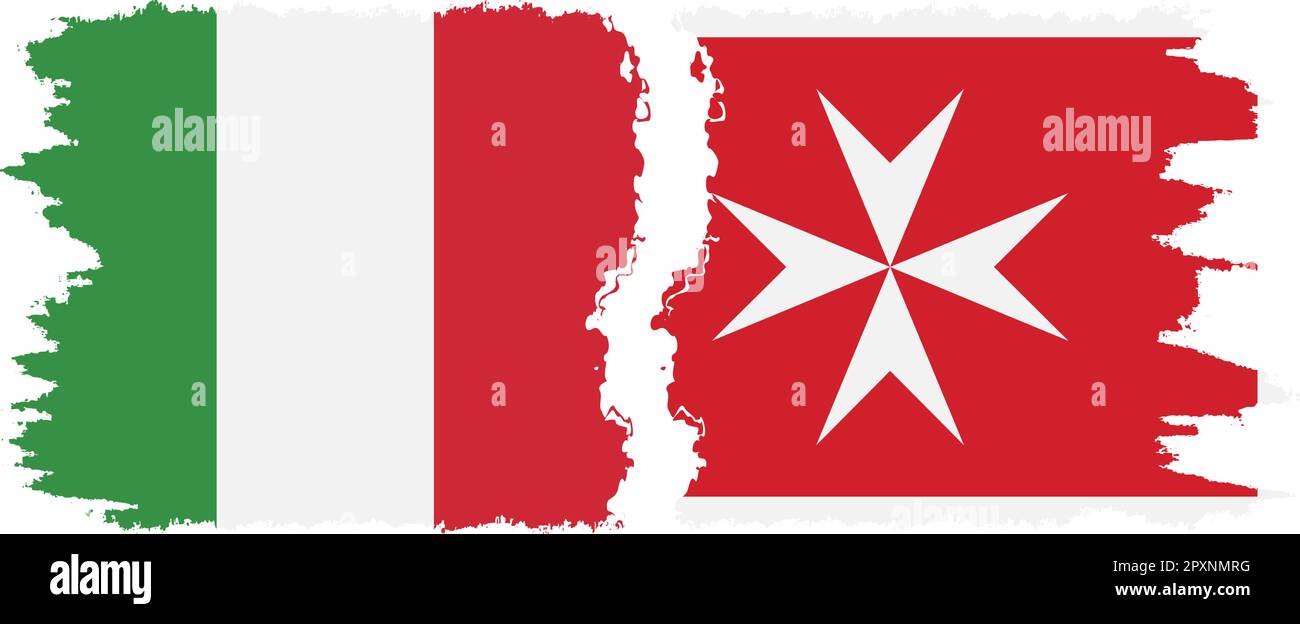 Malta and Italy grunge flags connection, vector Stock Vector Image ...
