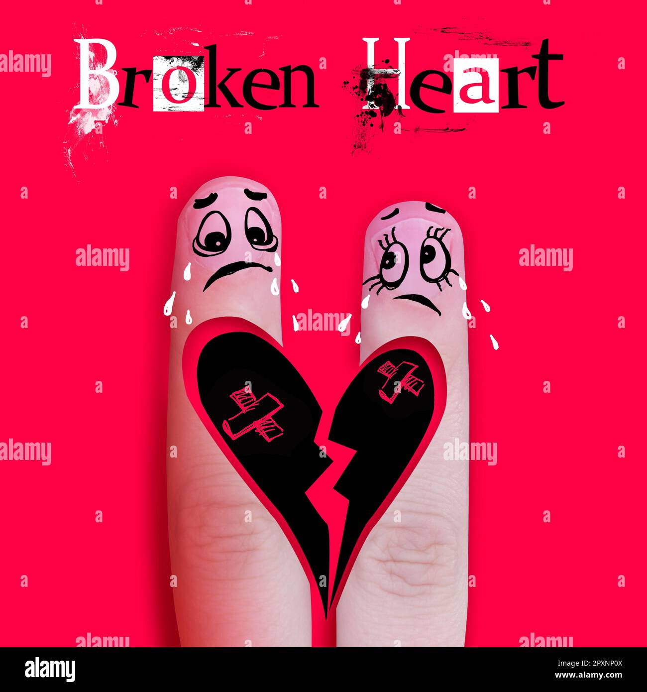 Heartbreak concept with broken heart. Separation and divorce. 3d ...