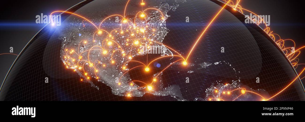 Global connection concept. Planet earth network sphere. 3d rendering ...