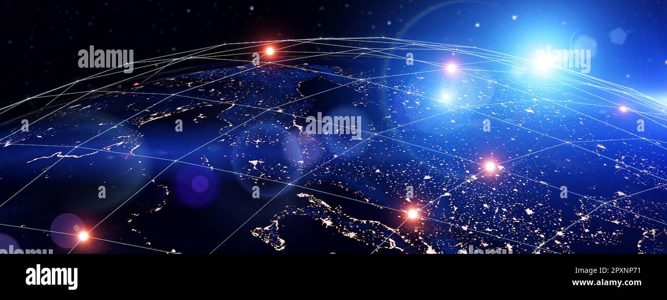 Global connection concept. Planet earth network sphere. 3d rendering ...