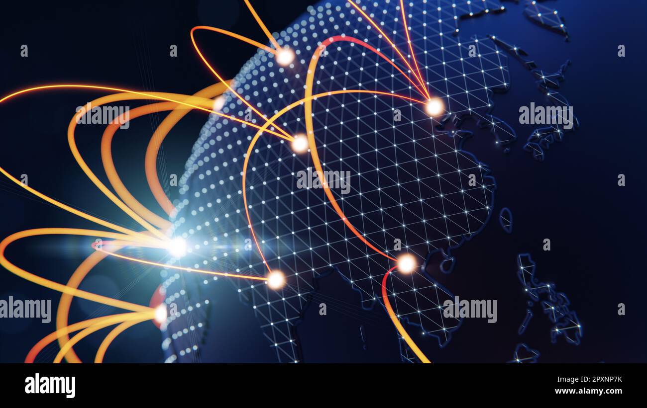 Global connection concept. Planet earth network sphere. 3d rendering ...
