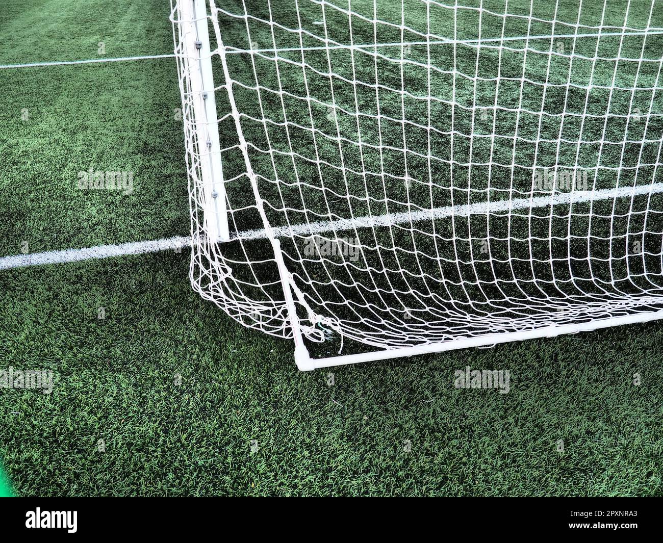 Soccer Goal Net with Grass Background. Football field markings and ...