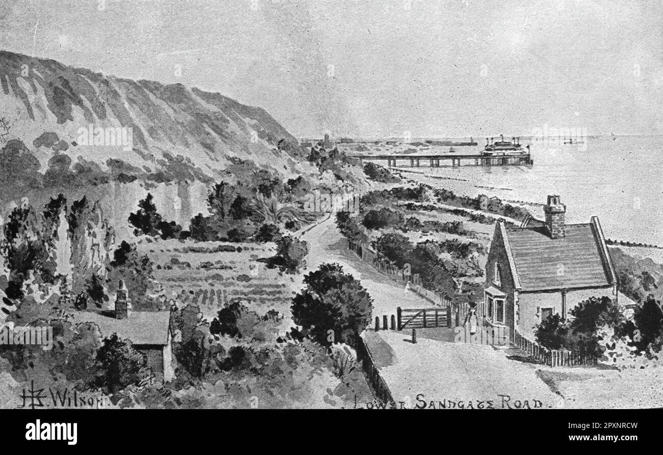Lower Sandgate Rd, Folkestone. Coastal road with cliffs on one side ...