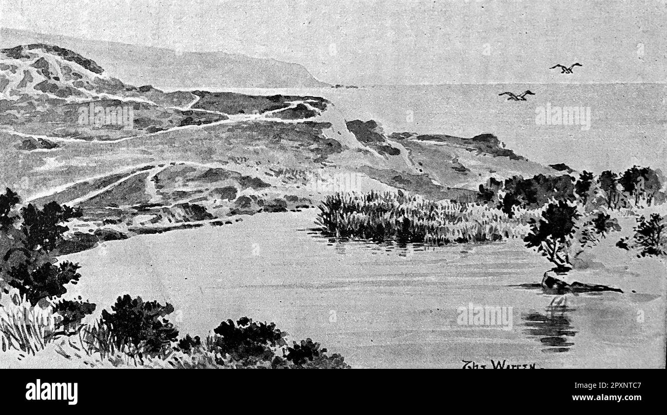 The Parade, Dover. Beach scene, boats on the shore, buildings of the ...