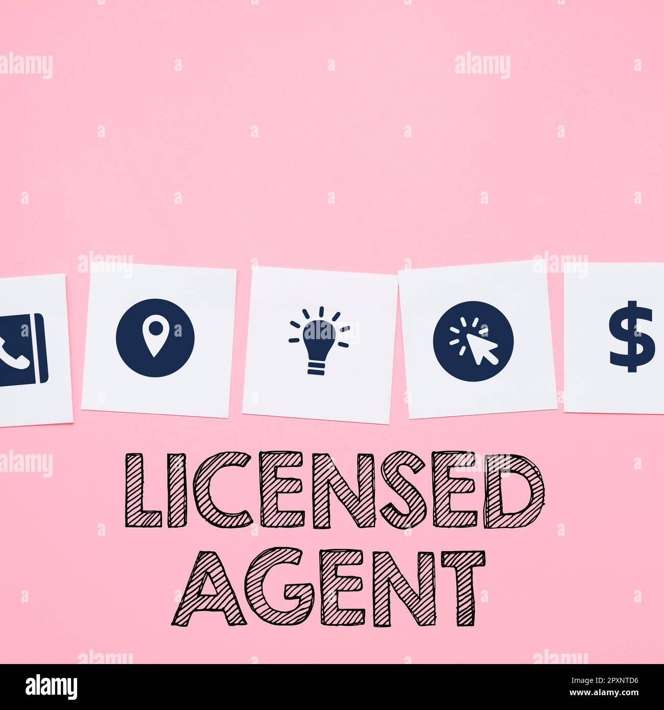 Sign displaying Licensed Agent, Business concept Authorized and ...