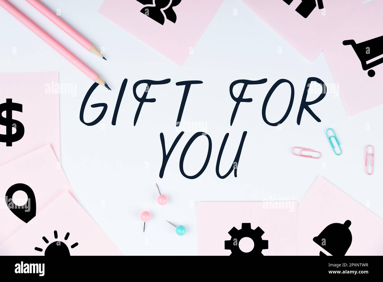 Hand writing sign Gift For You, Internet Concept To receive a present ...