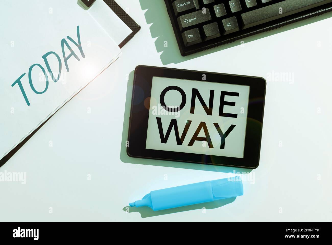 Text caption presenting One Way, Business approach Only direction ...