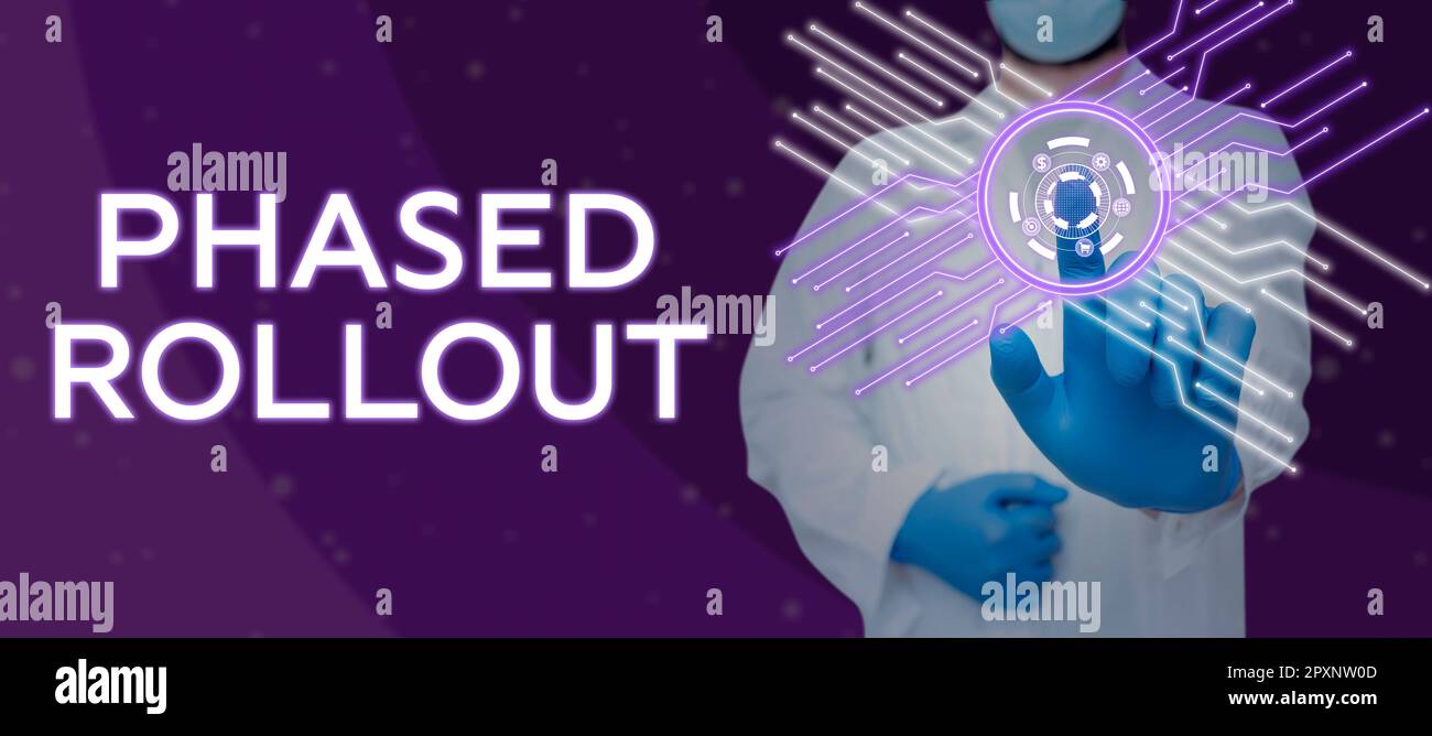 Text sign showing Phased Rollout, Business showcase the practice of ...