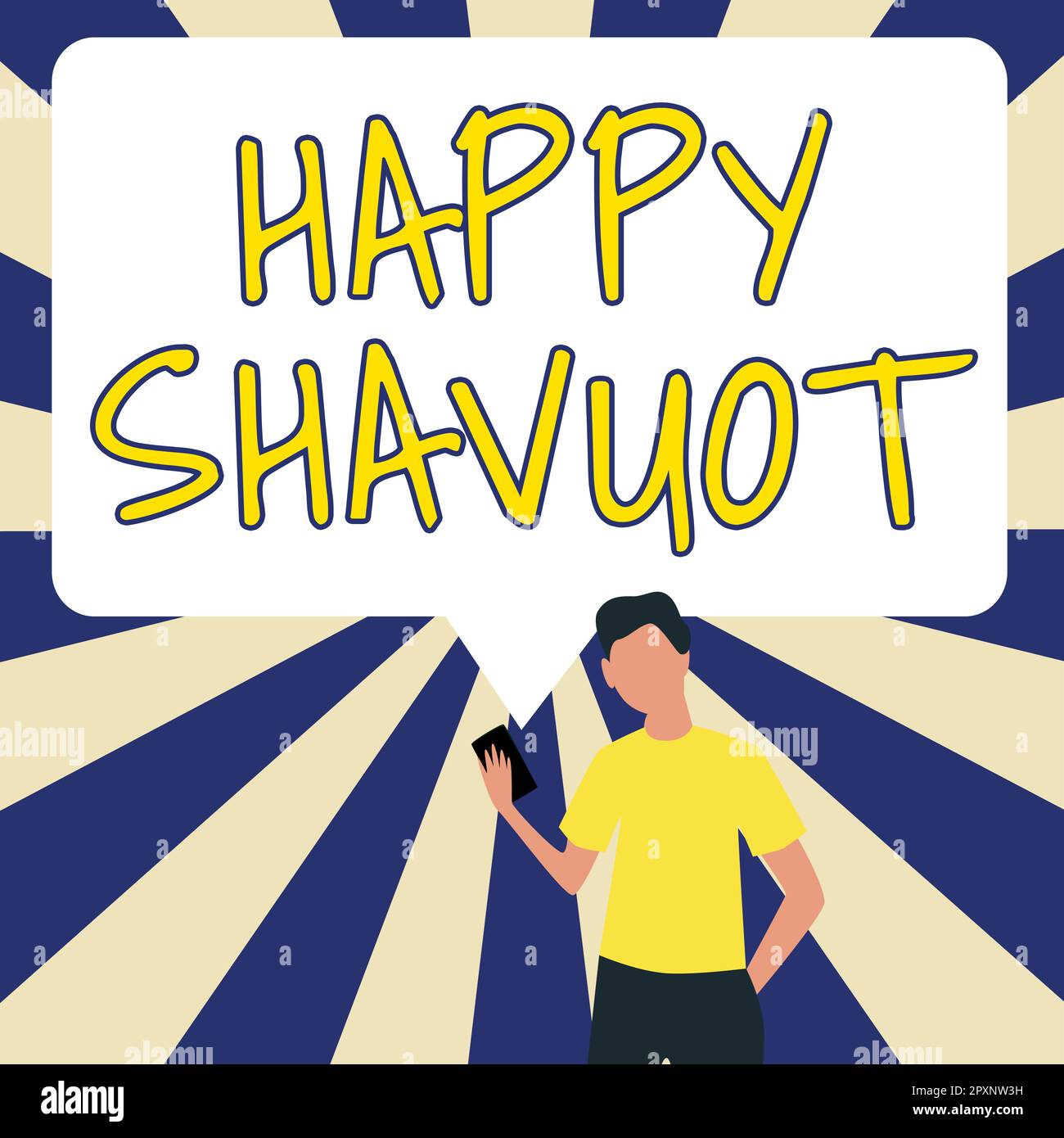 Text sign showing Happy Shavuot, Concept meaning Jewish holiday commemorating of the revelation ...