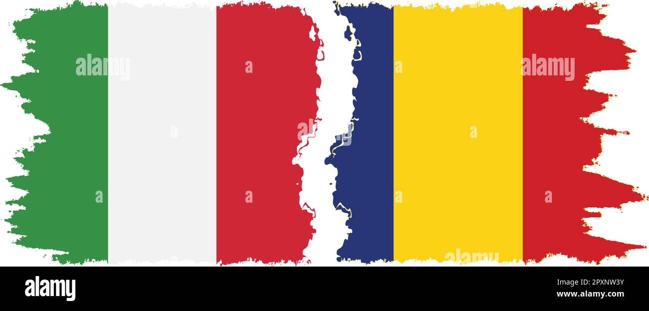 Romania and Italy grunge flags connection, vector Stock Vector Image ...