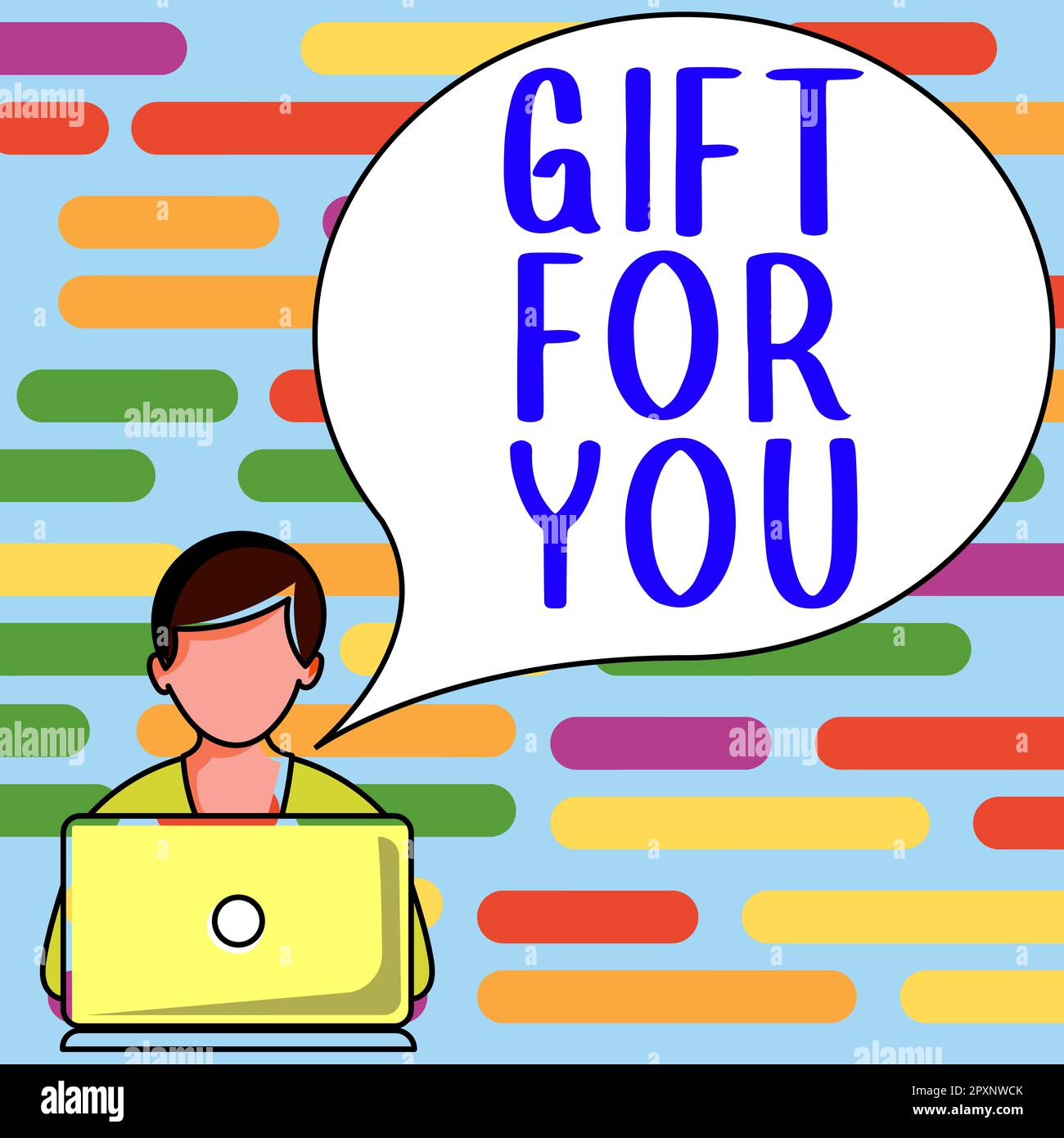 Conceptual caption Gift For You, Word for To receive a present surprise ...