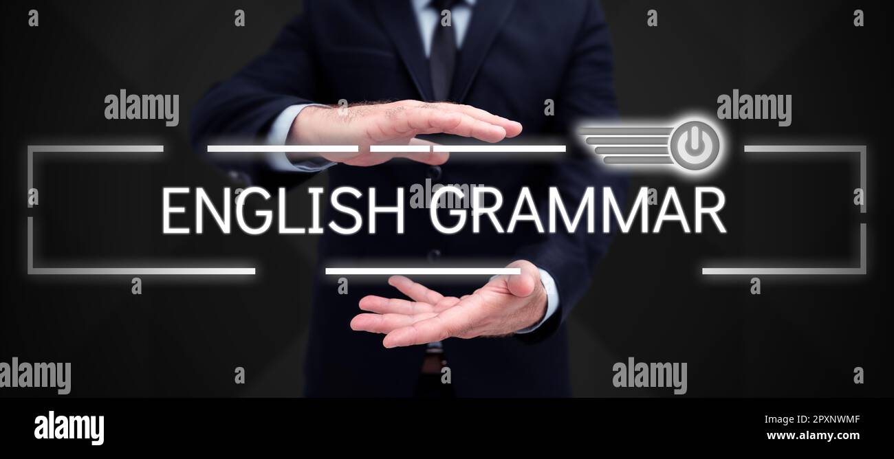 Text sign showing English Grammar, Business concept courses cover all ...