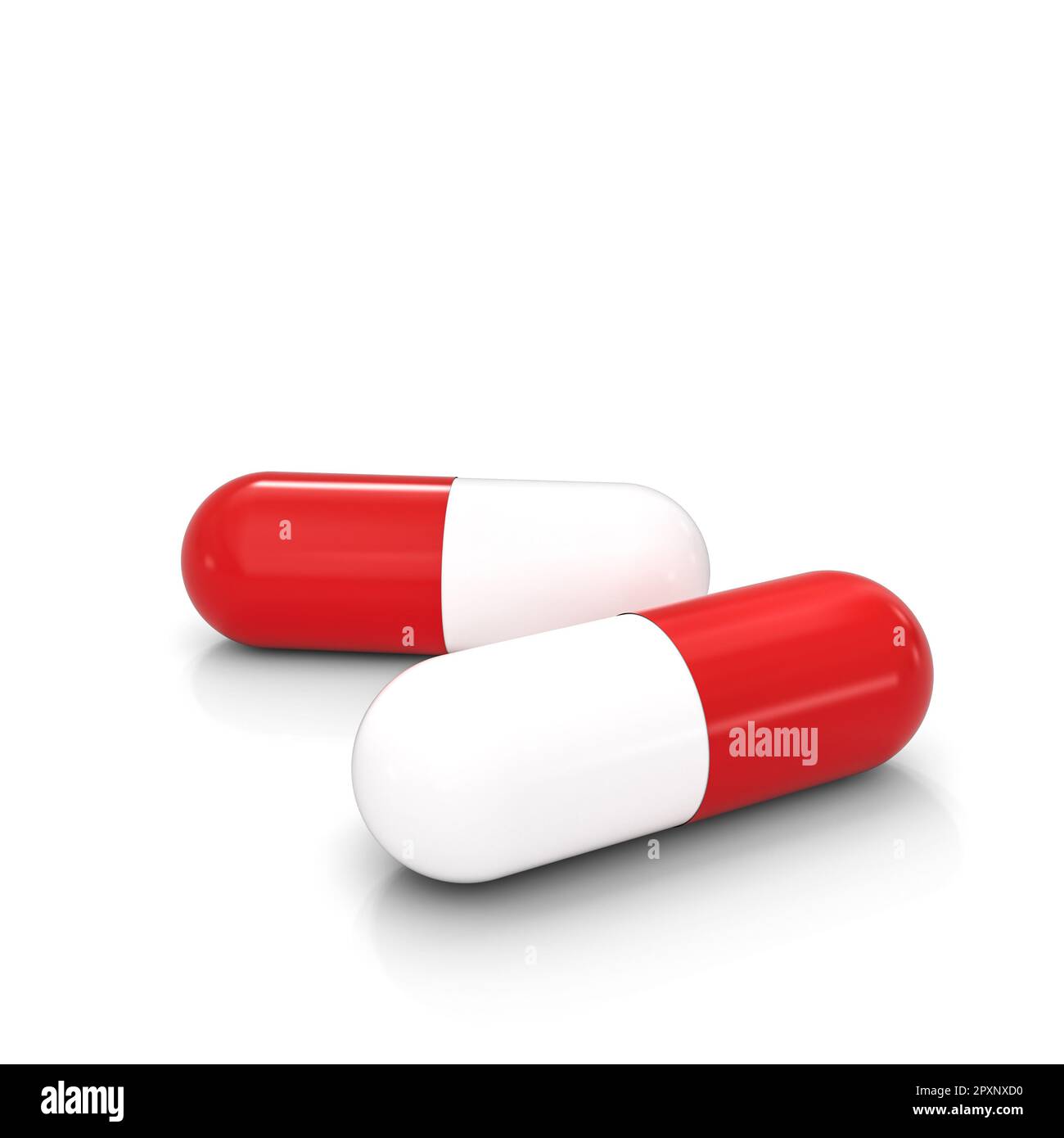 white and red medicine capsules. 3d render Stock Photo - Alamy