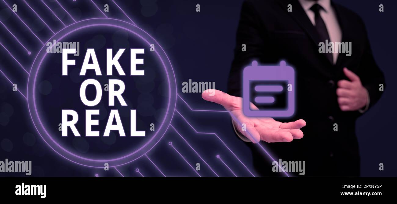 Text showing inspiration Fake Or Real, Word for difference between ...