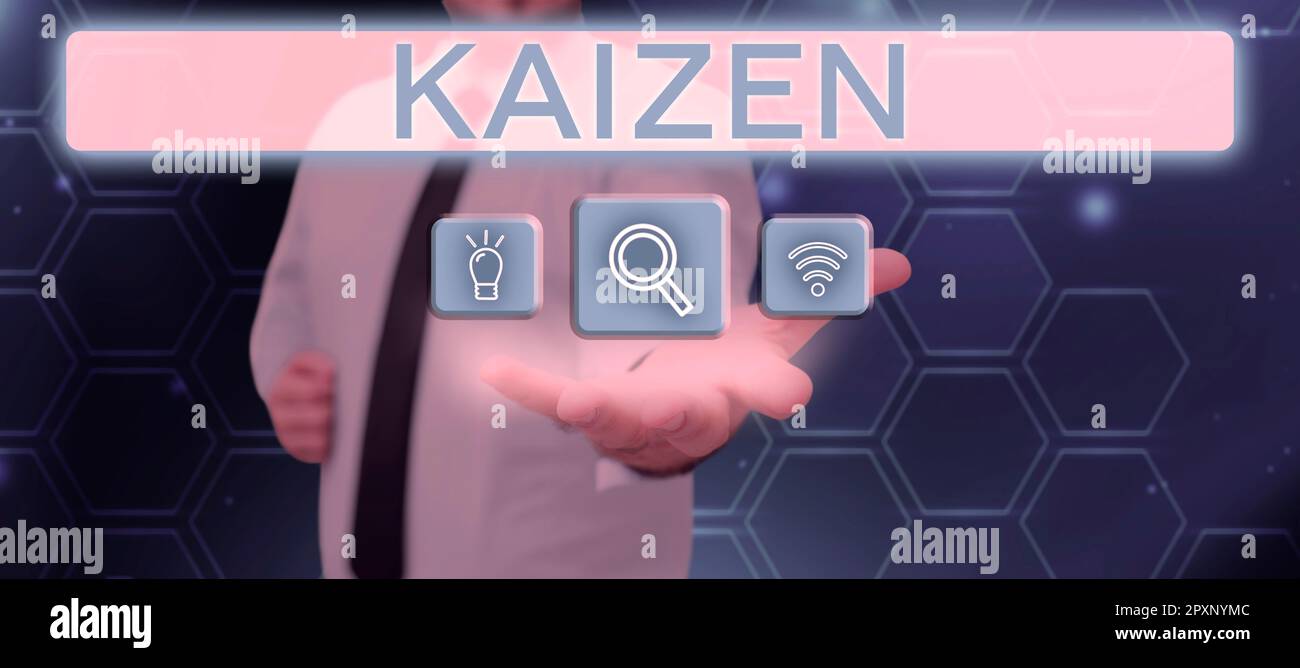 Writing displaying text Kaizen, Internet Concept a Japanese business philosophy of improvement ...