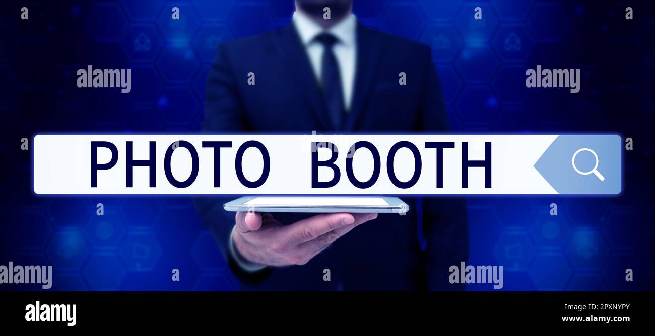 Conceptual caption Photo Booth, Word for form of photo sharing and ...