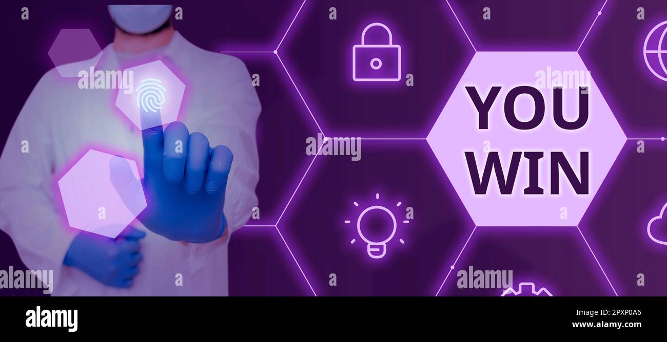 Handwriting text You Win, Word Written on be first in school race or ...