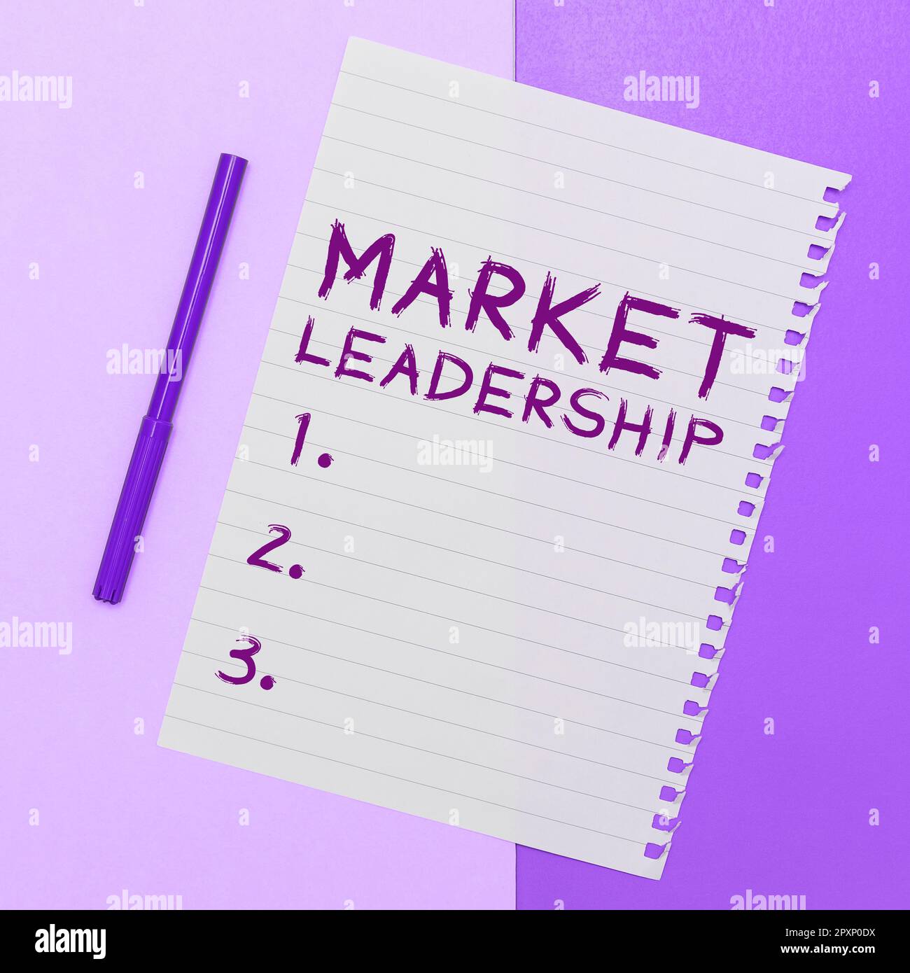 Sign displaying Market Leadership, Business approach company selling ...